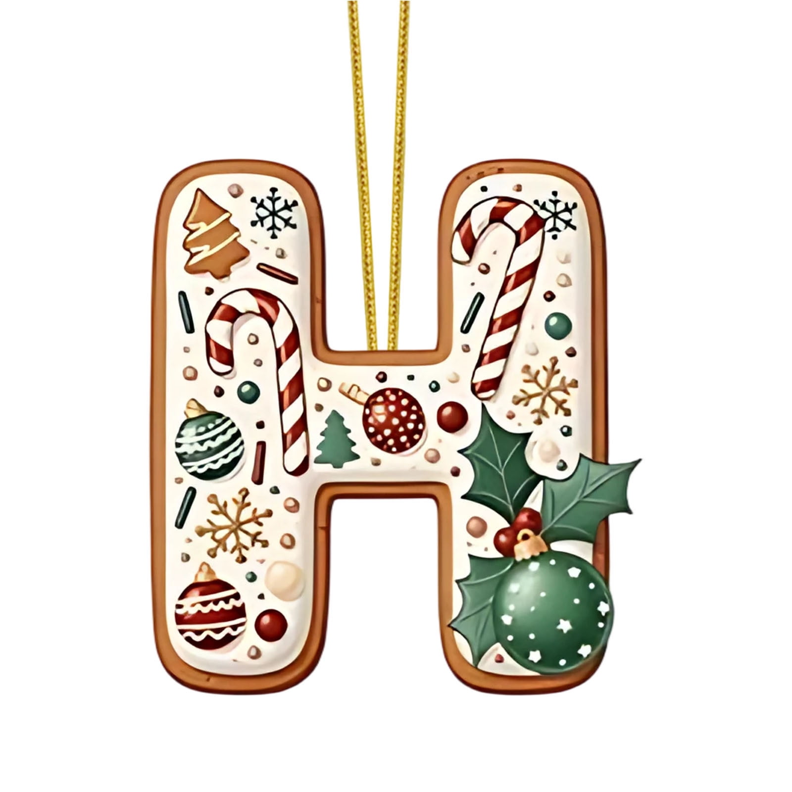Gingerbread Alphabet Ornaments for Christmas Tree, 26 Initial White ...