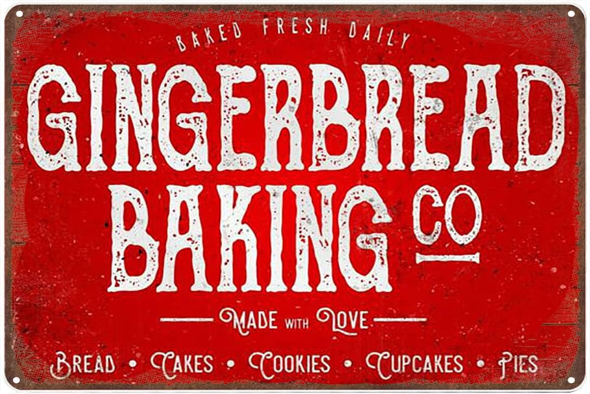 Gingerbread Bakery Antique Creative Tin Sign Retro Wall Decor for Home ...