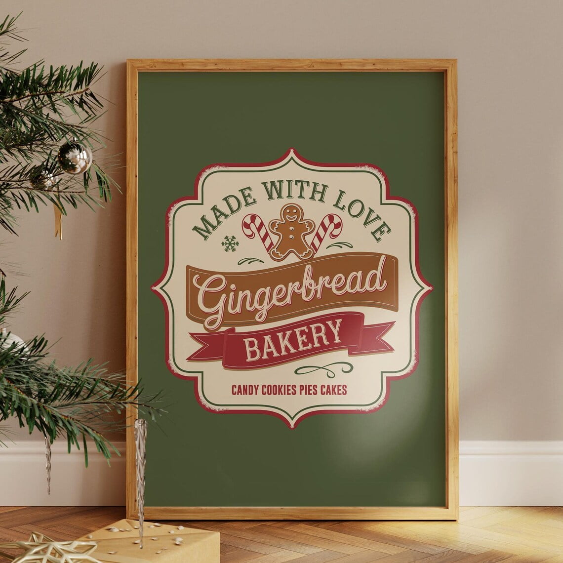 Gingerbread Bakery Sign, Gingerbread Xmas Decor, Gingerbread Man Art ...