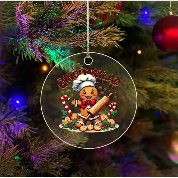 Gingerbread Baking Crew Cookie Baker Ornament Home Decoration, Circle ...