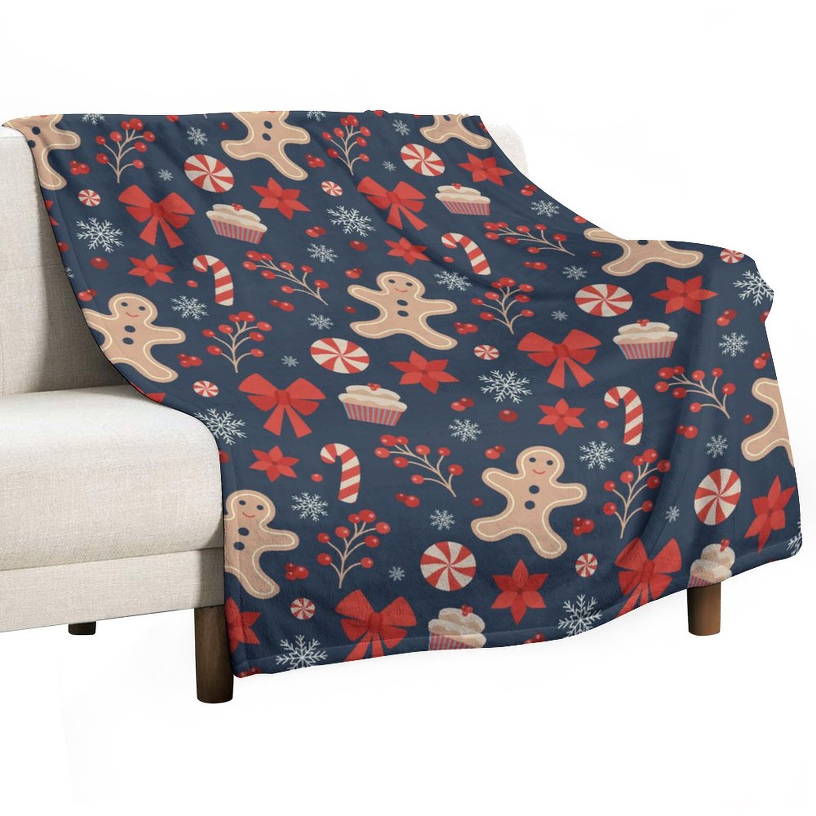 Gingerbread Blanket, Gift Throw Blanket for Sofa Couch Chair Bed Office ...