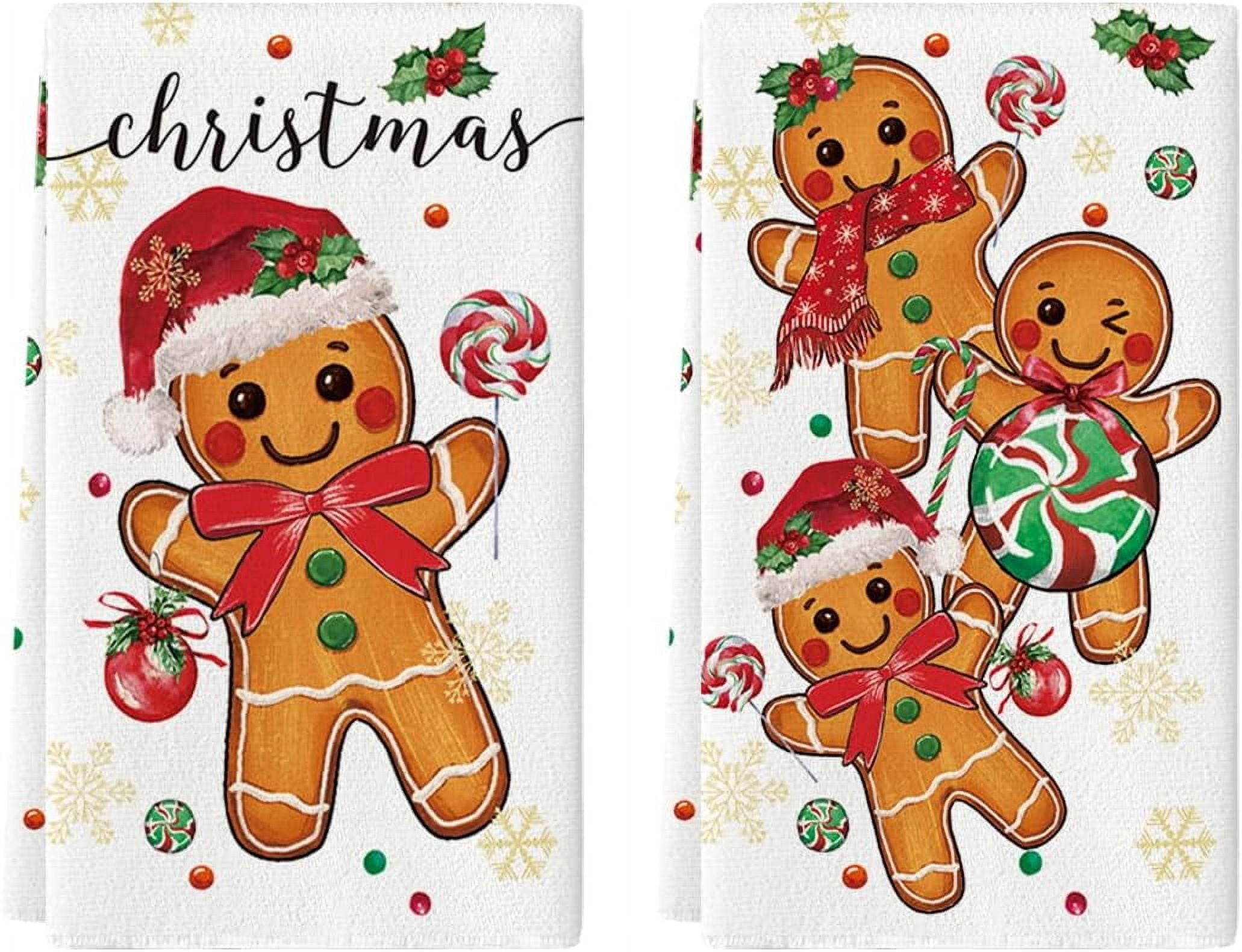 Gingerbread Candy Christmas Kitchen Towels Dish Towels, 18x26 Inch ...