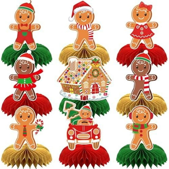 Gingerbread Centerpieces for Tables - 9Pcs Christmas Table Decorations ...