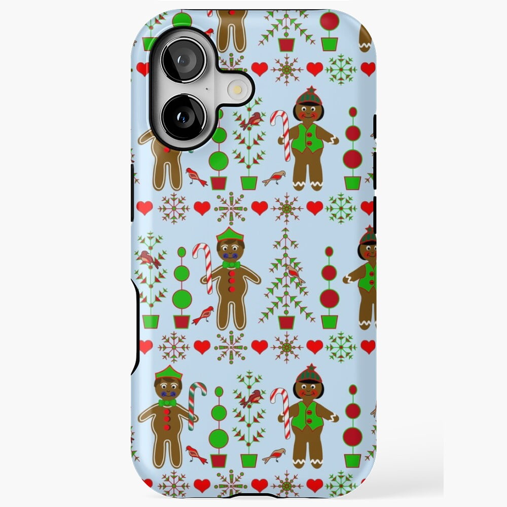 Gingerbread Children Light Blue Background Holiday Phone Case 17 16 15 ...