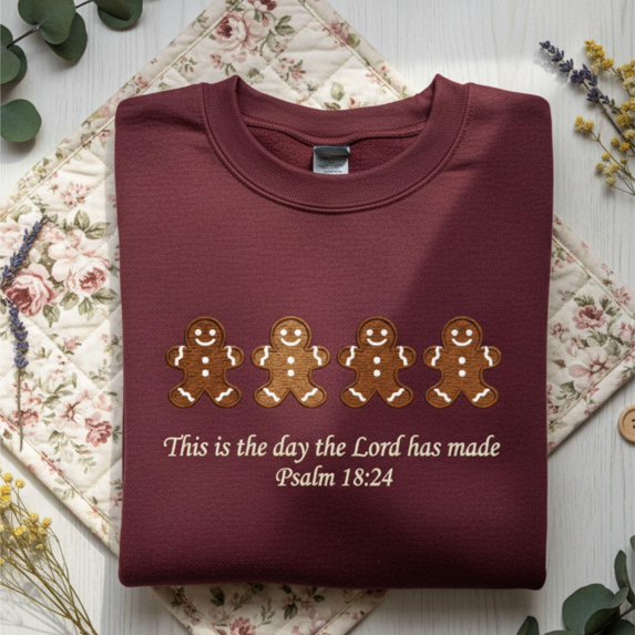 Gingerbread Christian Embroidered Sweatshirt, Festive Holiday Crewneck ...