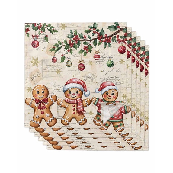 Gingerbread Christmas Cloth Napkins Set of 6 Reusable Dinner Napkins ...