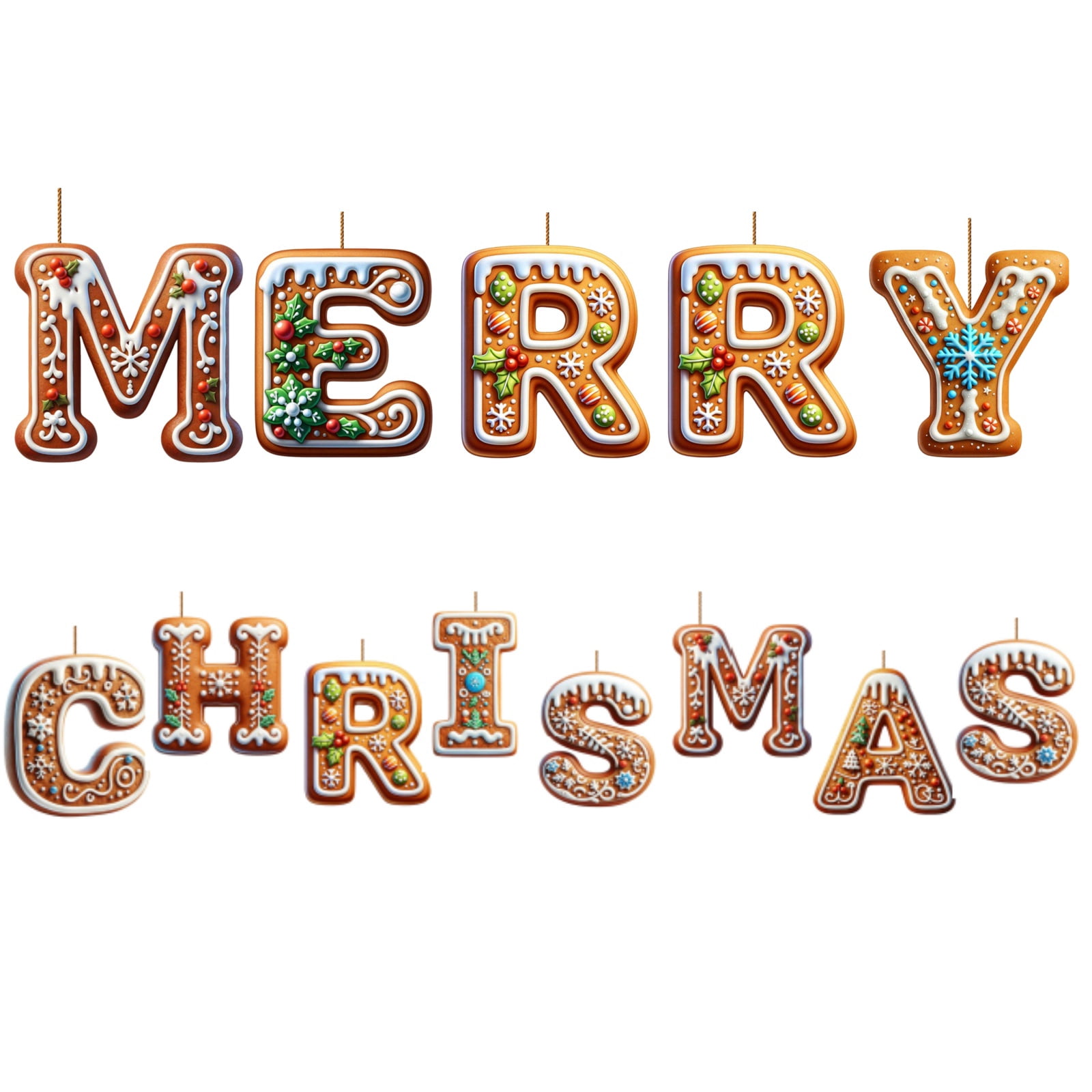 Gingerbread Christmas Ornaments, 26 Letter Gingerbread Ornaments for ...