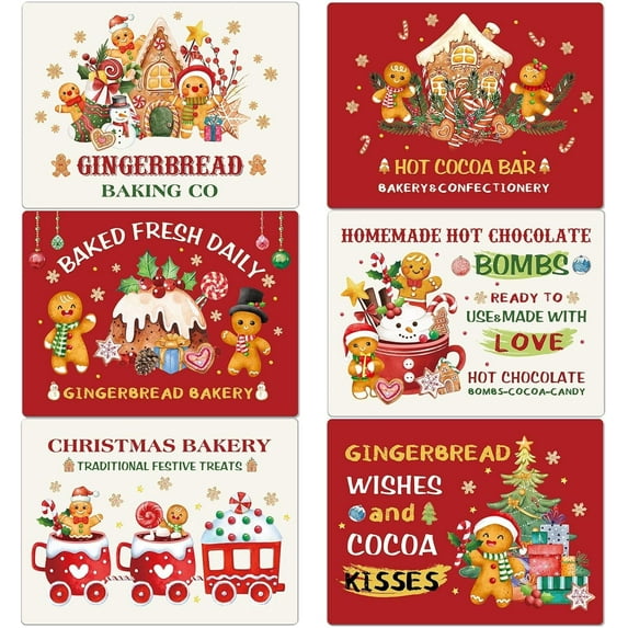 Gingerbread Christmas Placemats Set of 6 Gingerbread Candy Plastic ...