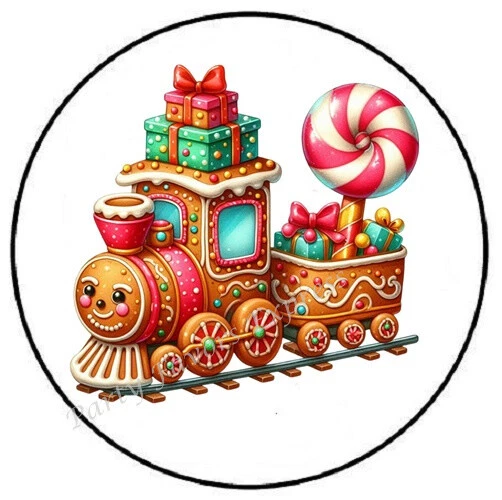 Gingerbread Christmas Train Stickers Party Favors Phone Decal Water ...