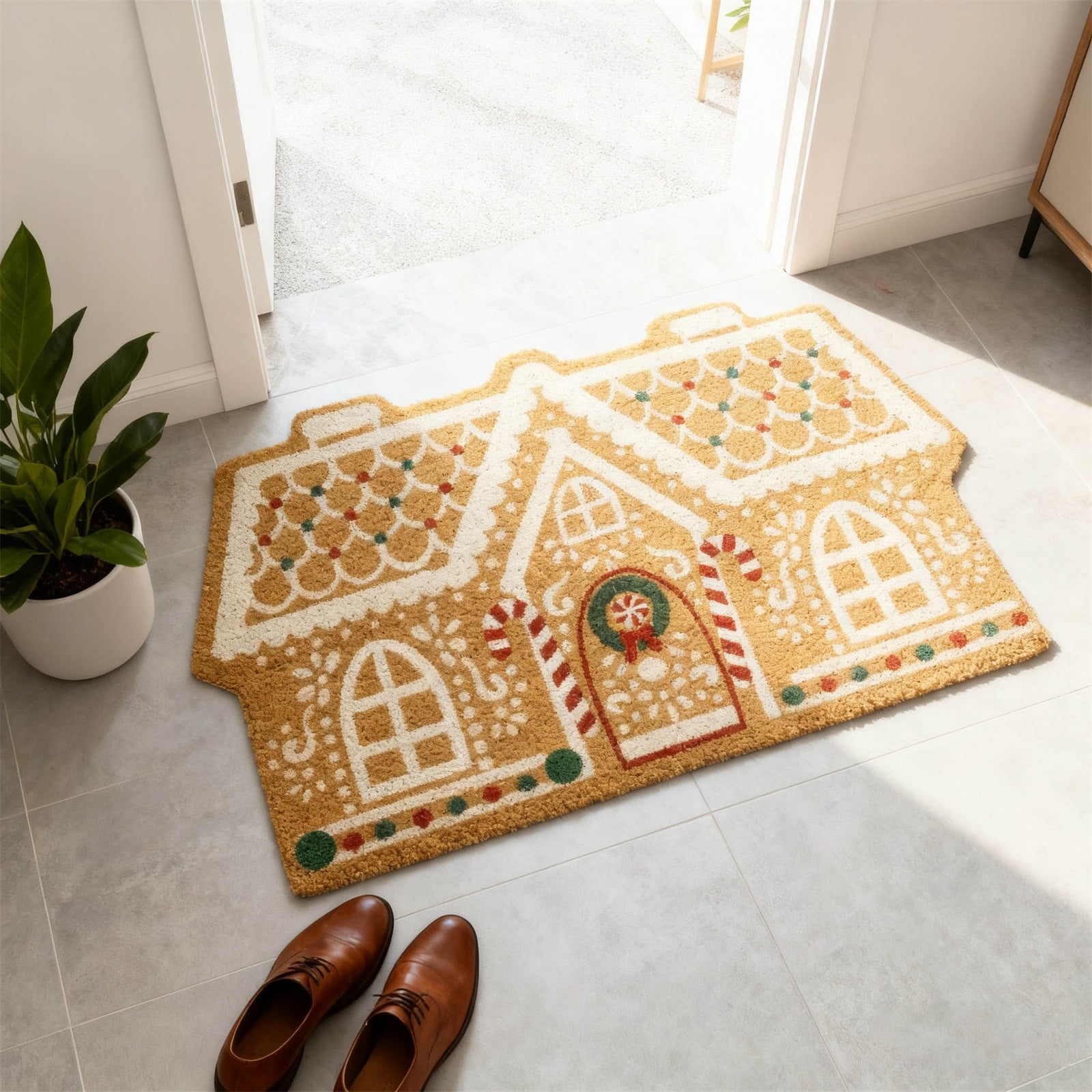 Gingerbread Christmas Welcome Mat, Qiopertar Under $5 Mat Door ...