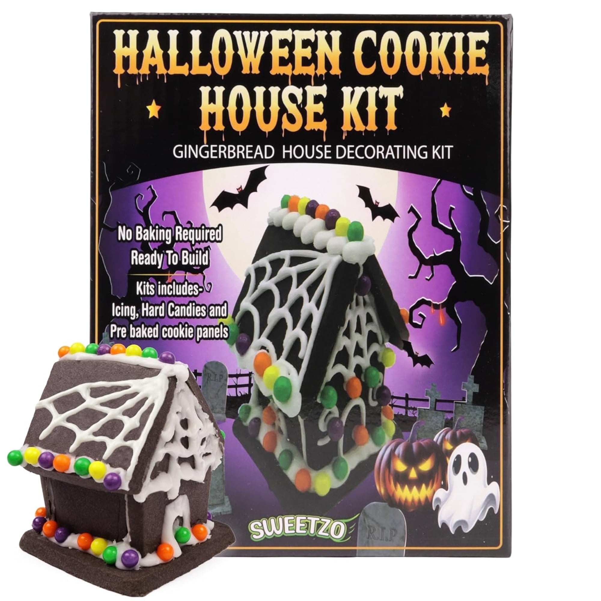 Spooky Gingerbread Cookie House Kit, Halloween Party Candy, Supplies ...