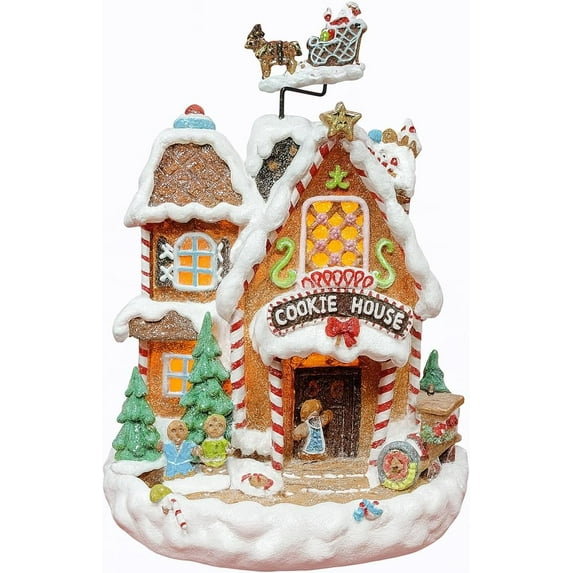 Gingerbread Cookie House LED Animated Musical Christmas Village ...