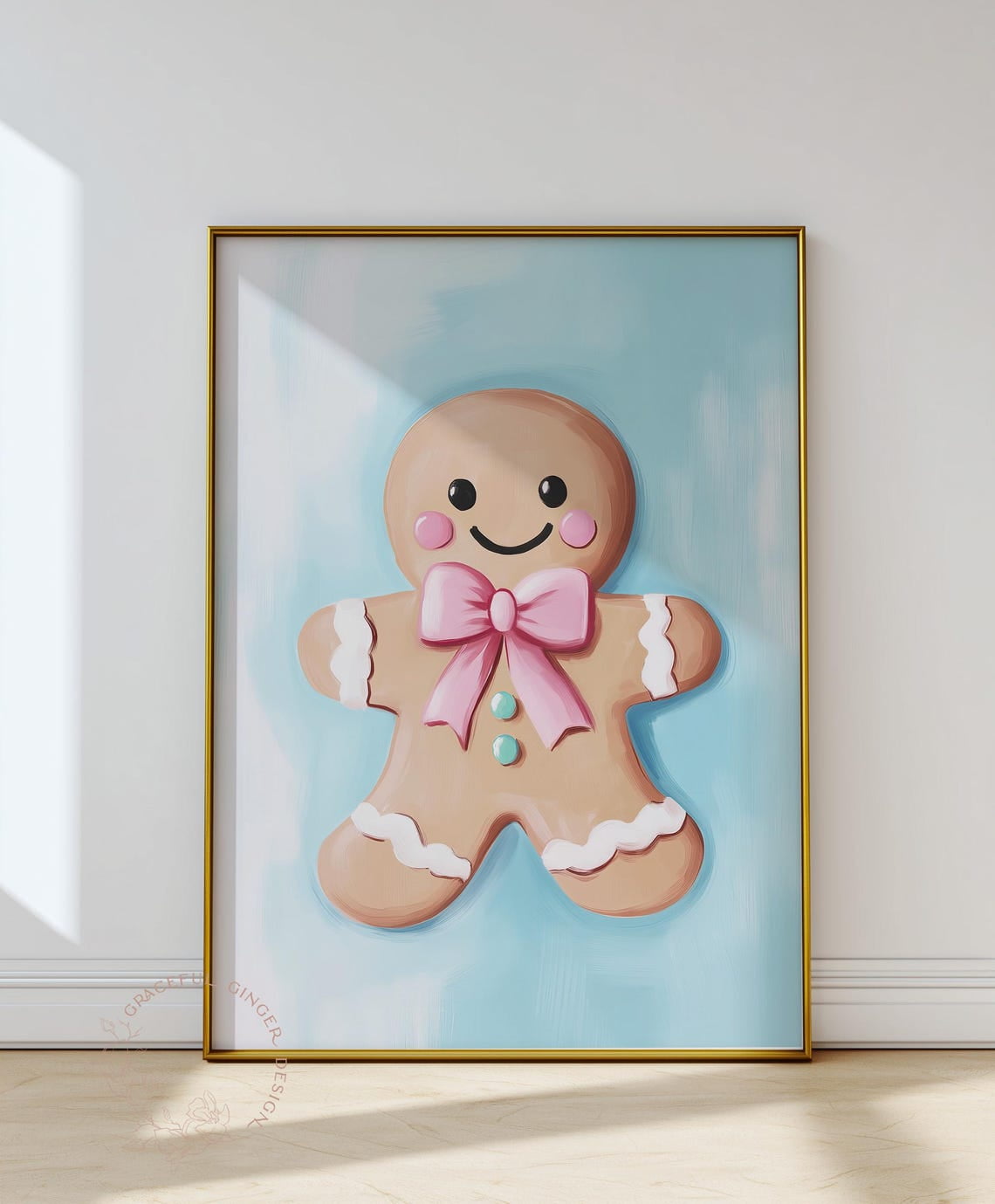 Gingerbread Cookie Print, Pastel Winter Wall Art, UNFRAMED Poster, Wall ...
