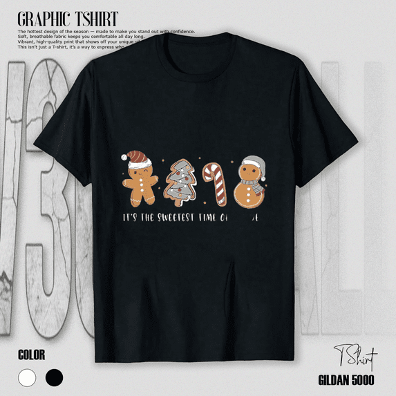 Gingerbread Cookie Sweetest Time Christmas Holiday Fun Unisex T-Shirt ...