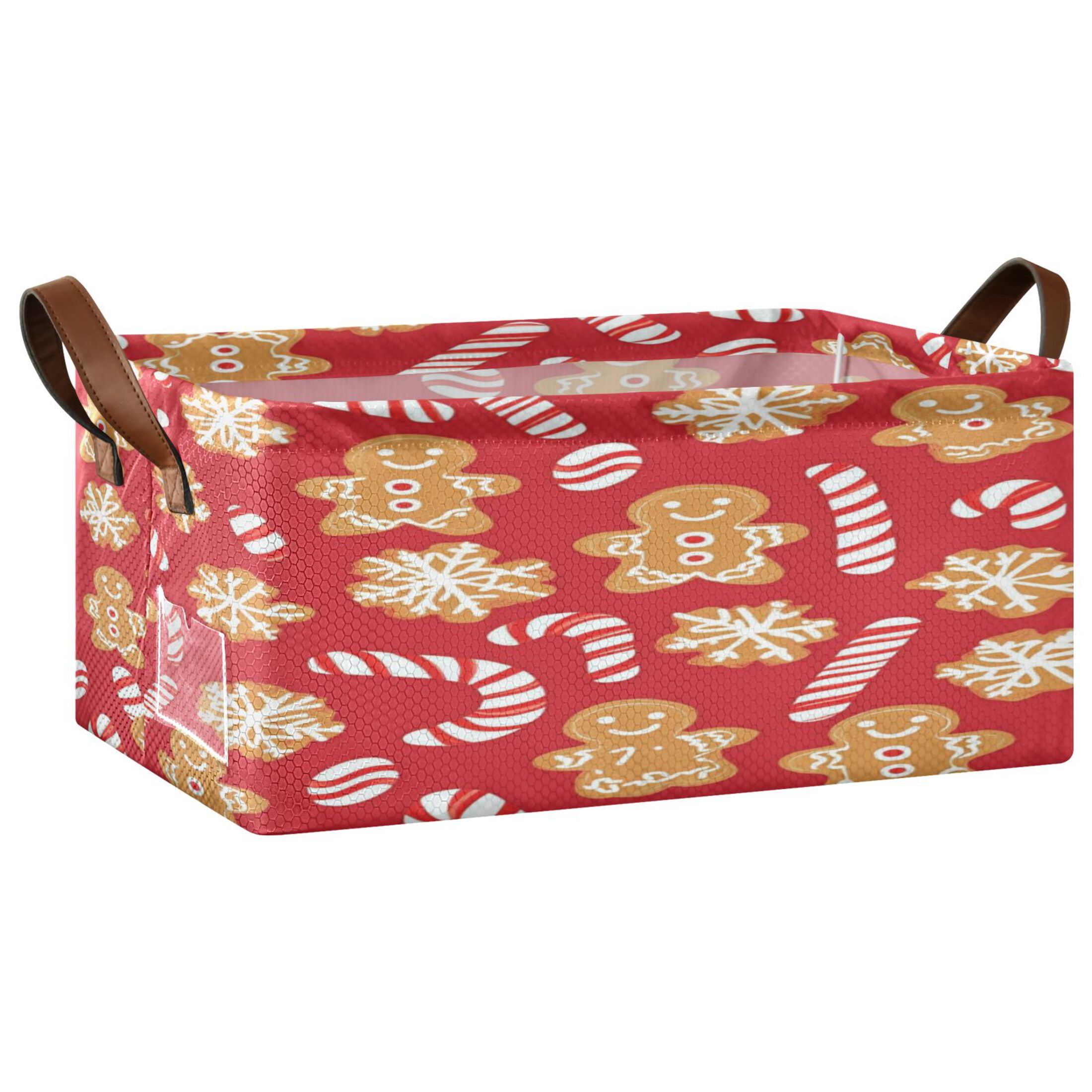 Gingerbread Cookies and Candy Cane Pattern Storage Basket Soccer Plaid ...