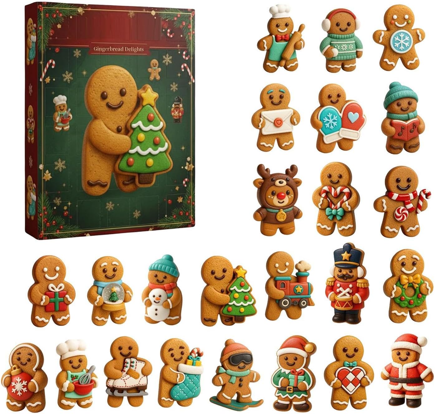 Gingerbread Delights Advent Calendars 2025, 24 Days Christmas Countdown ...