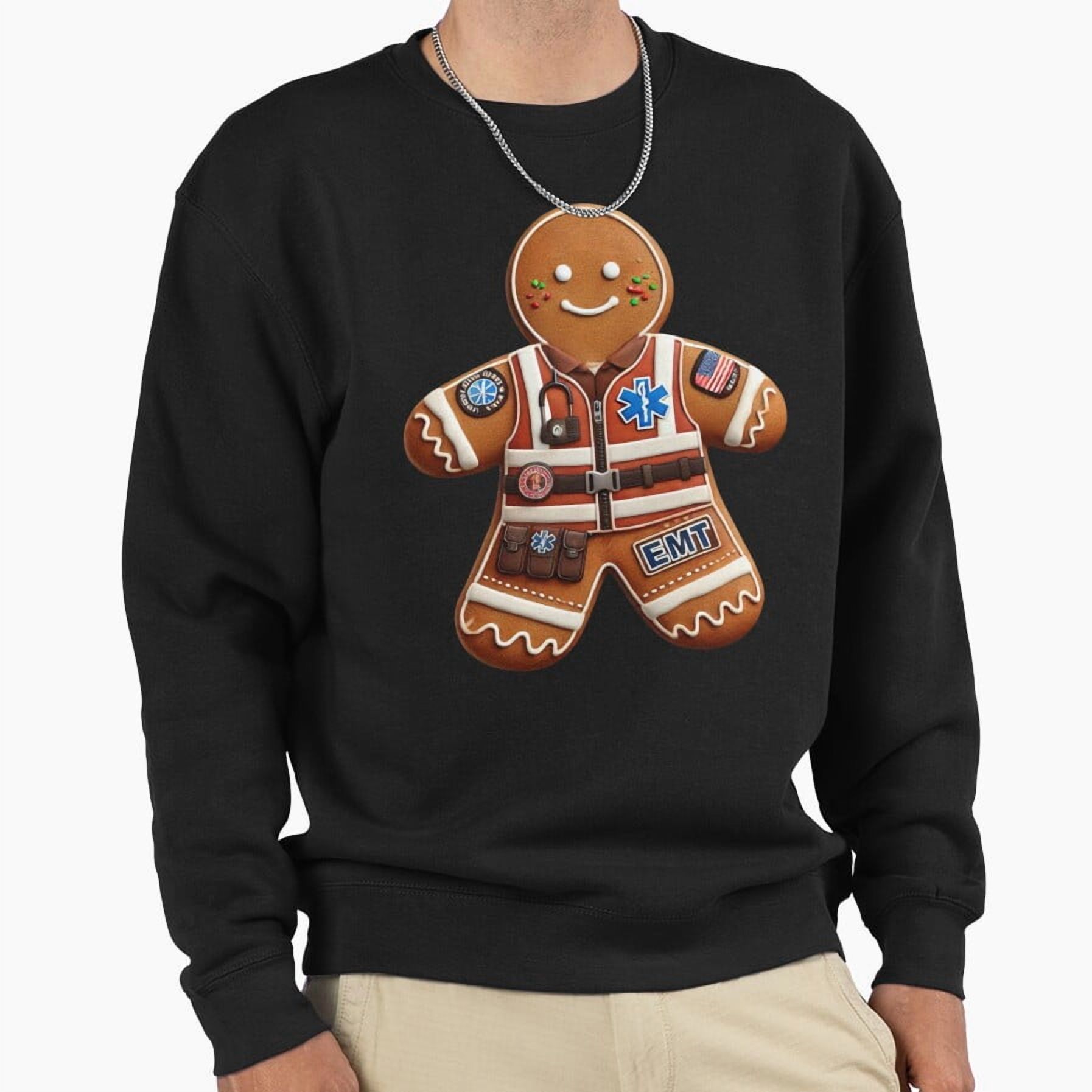 Gingerbread Emt Festive Holiday Christmas Graphic Unisex Sweatshirt ...