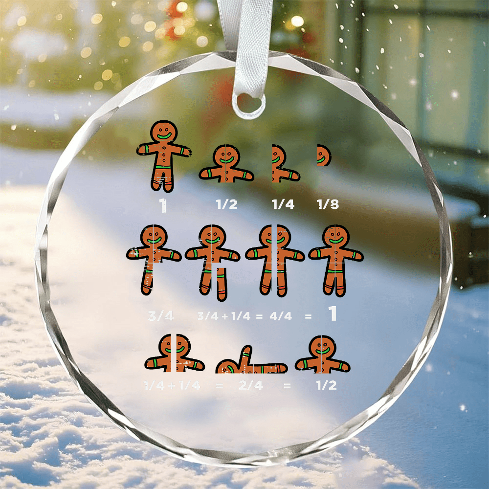 Gingerbread Fraction Cute Cookie Math Teacher Ornament, Crystal Glass ...