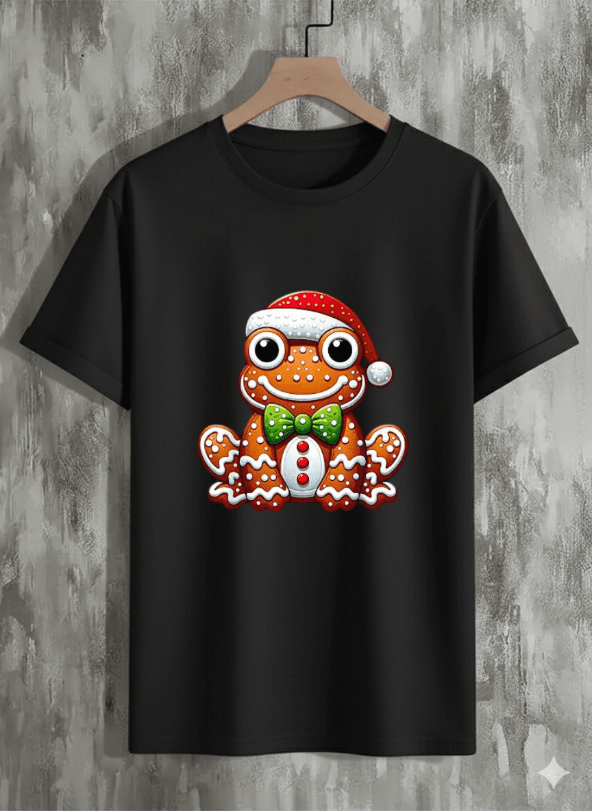 Gingerbread Frog Cute Holiday Winter Festive Cookie Theme Unisex T ...
