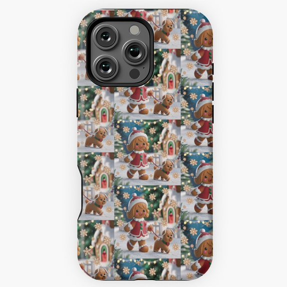 Gingerbread Girl Dog Walk Phone Case for iPhone 11 12 13 14 15 16 17 ...