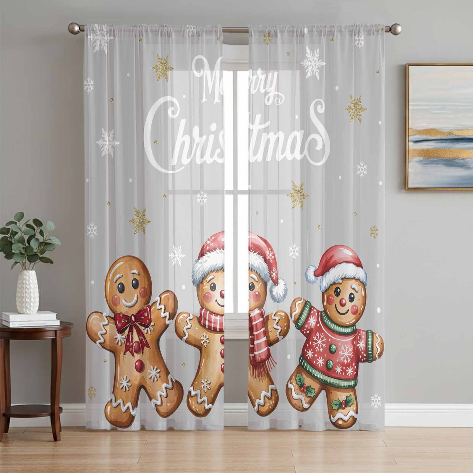 Gingerbread Grey Sheer Curtains 84 Inch Length 2 Panels Set Window ...