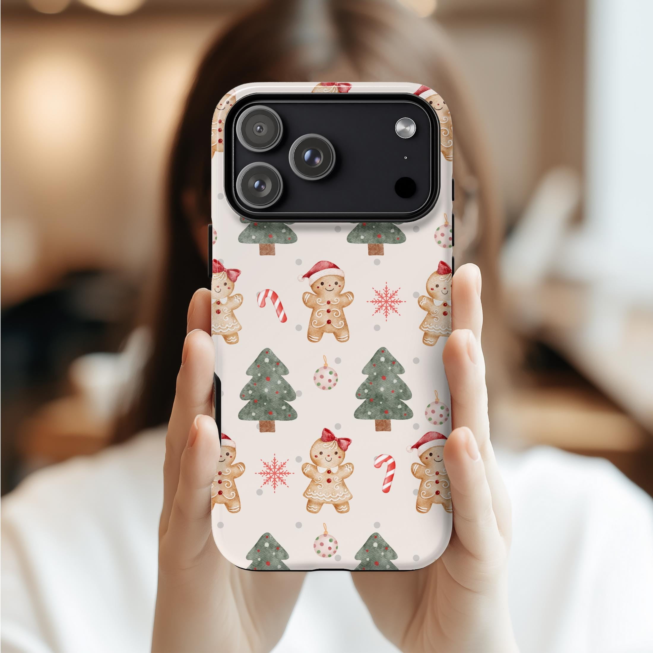 Gingerbread Holiday Cookie Pattern Cute Phone Case 17 16 15 14 13 12 11 ...