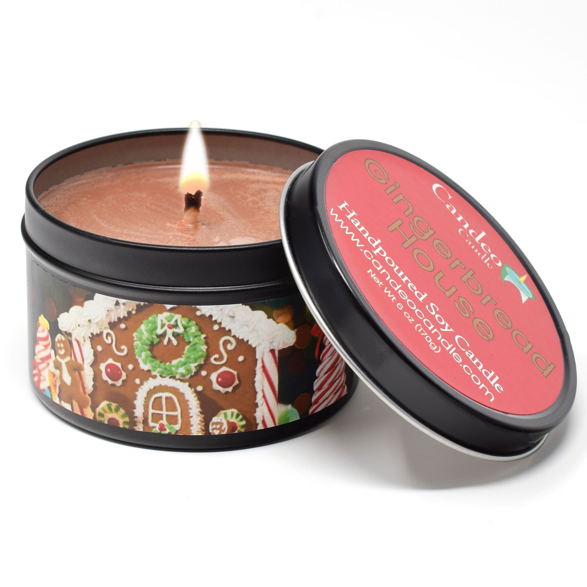 Candeo Candle Gingerbread House 6oz Soy Blend Wax Scented Candle Tin ...