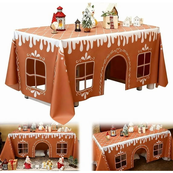 Gingerbread House Christmas Tablecloth, Holiday Painting Table Cover ...