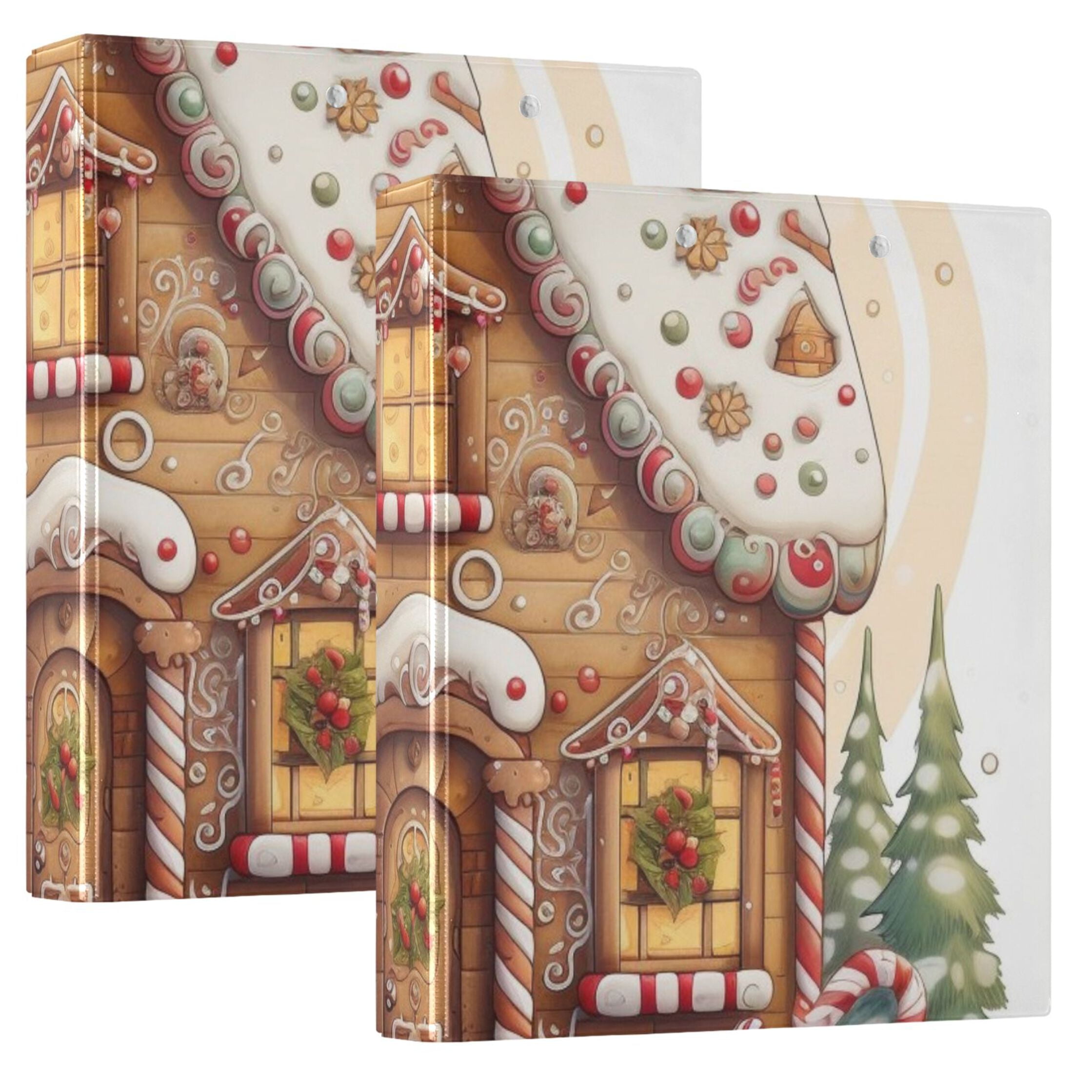 Gingerbread House Cookies Trees 3 Ring Binders 1.5 inch Hardcover File ...
