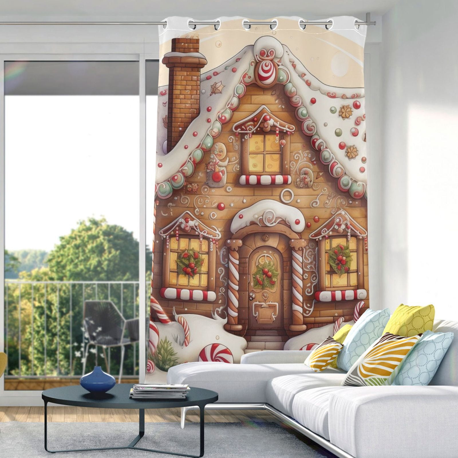 Gingerbread House Cookies Trees Blackout Curtain Panels Drapes Privacy ...