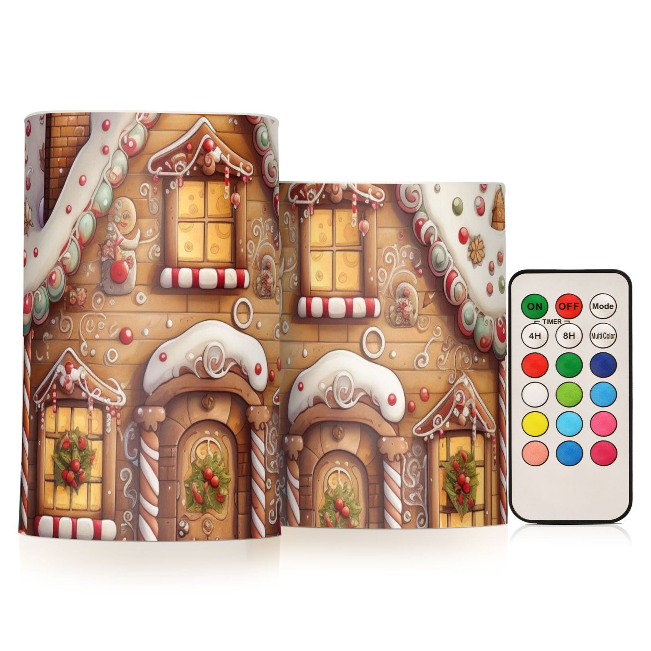 Gingerbread House Cookies Trees Flameless Candles LED Lights Battery ...