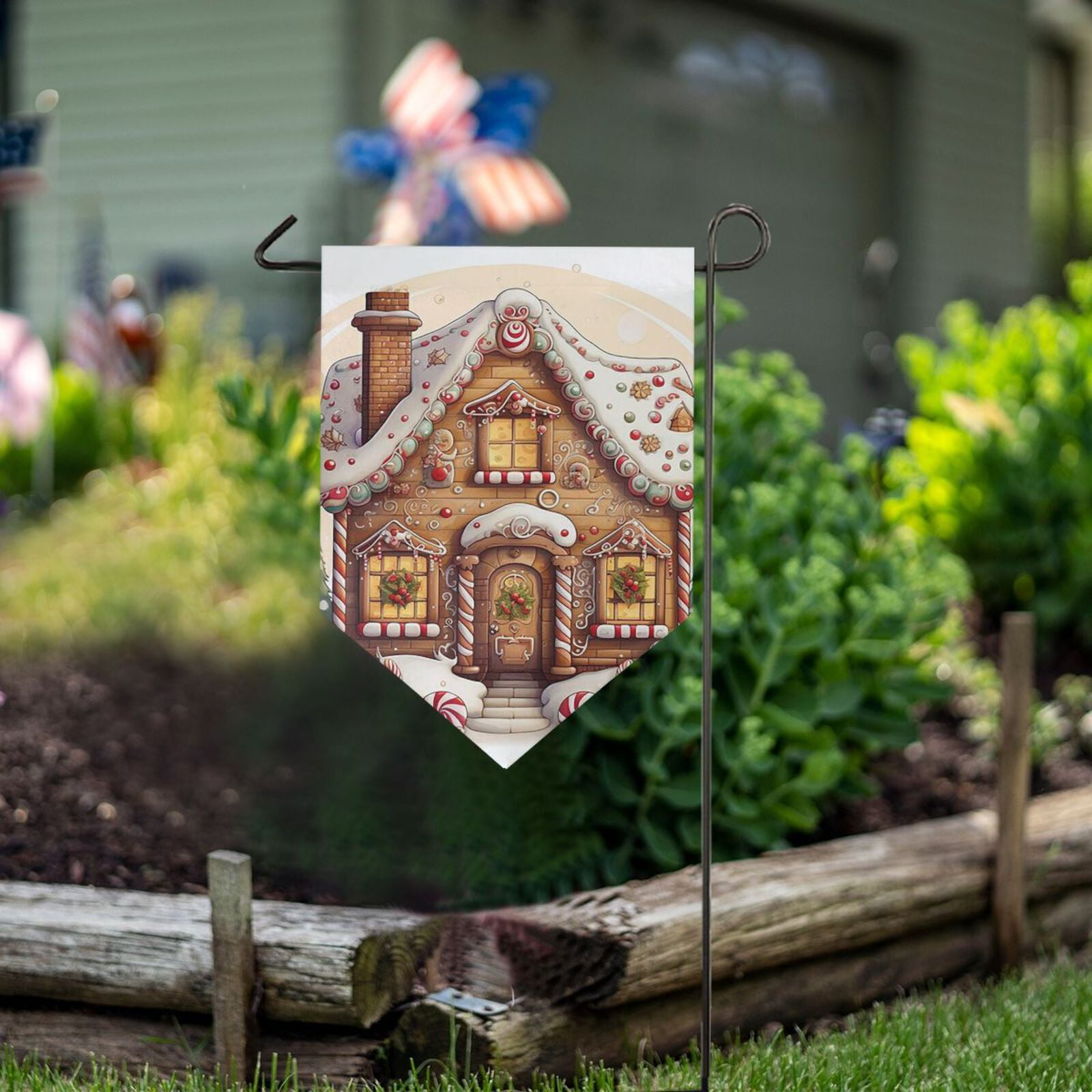 Gingerbread House Cookies Trees Garden Flag 18" x 12.5" Double Sided ...