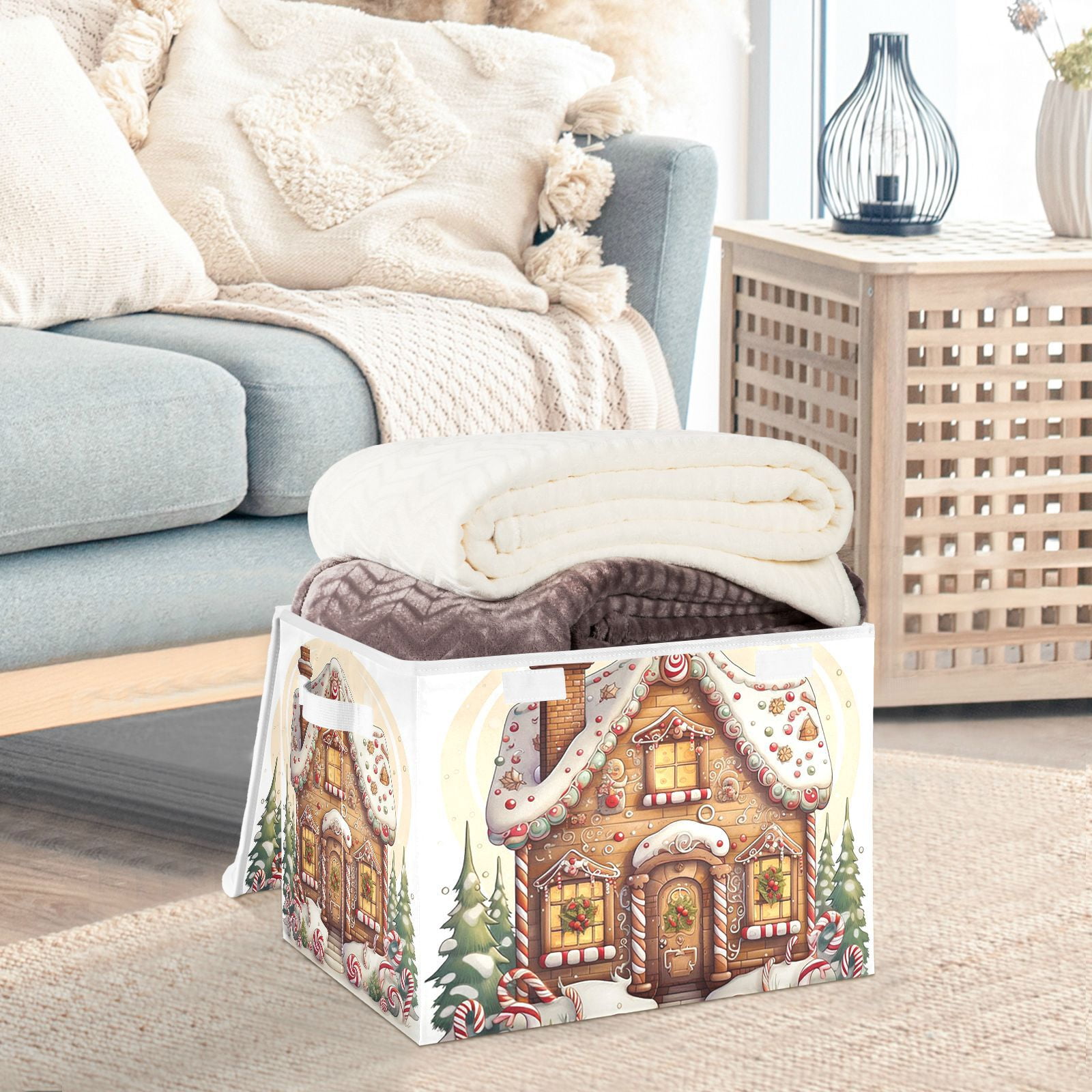 Gingerbread House Cookies Trees Storage Basket Foldable Laundry Basket ...
