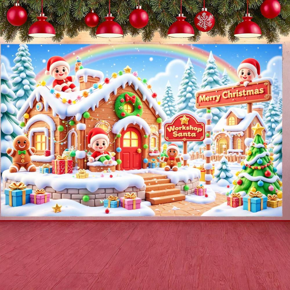 Gingerbread House Design Christmas Banner Christmas Wreath Merry ...
