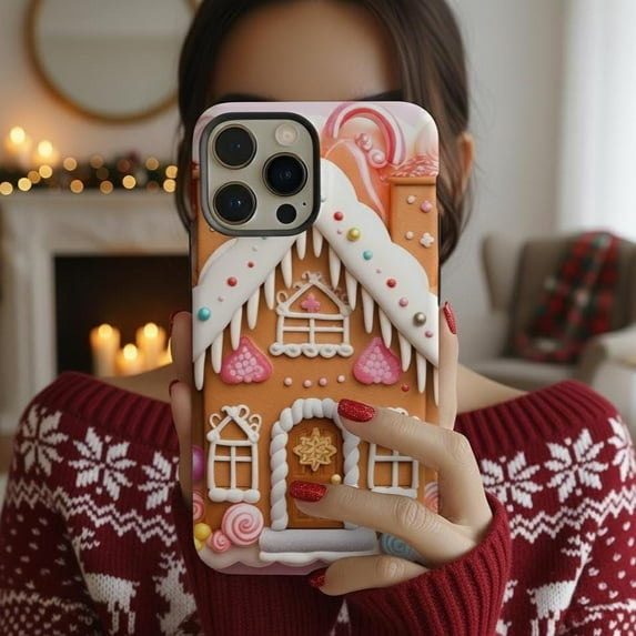 Gingerbread House Phone Case Festive Cozy Look with iPhone 17 to 11 Pro ...