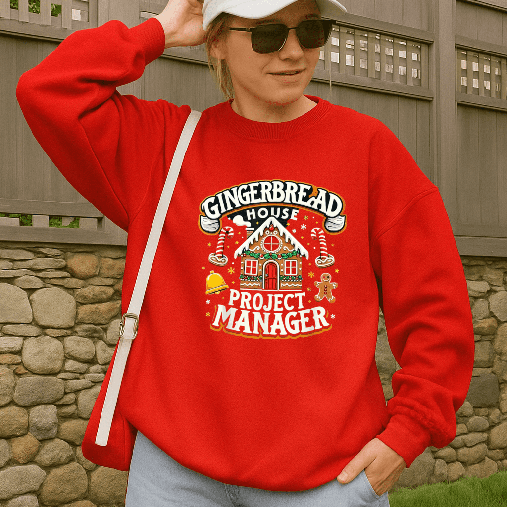 Gingerbread House Project Manager Christmas Cookie Crew Fun Sweatshirt ...