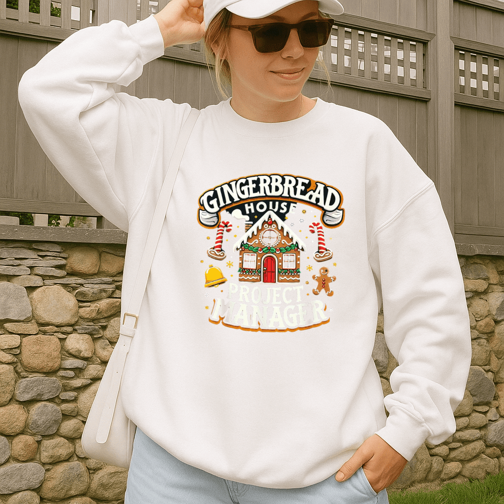 Gingerbread House Project Manager Christmas Cookie Crew Fun Sweatshirt ...
