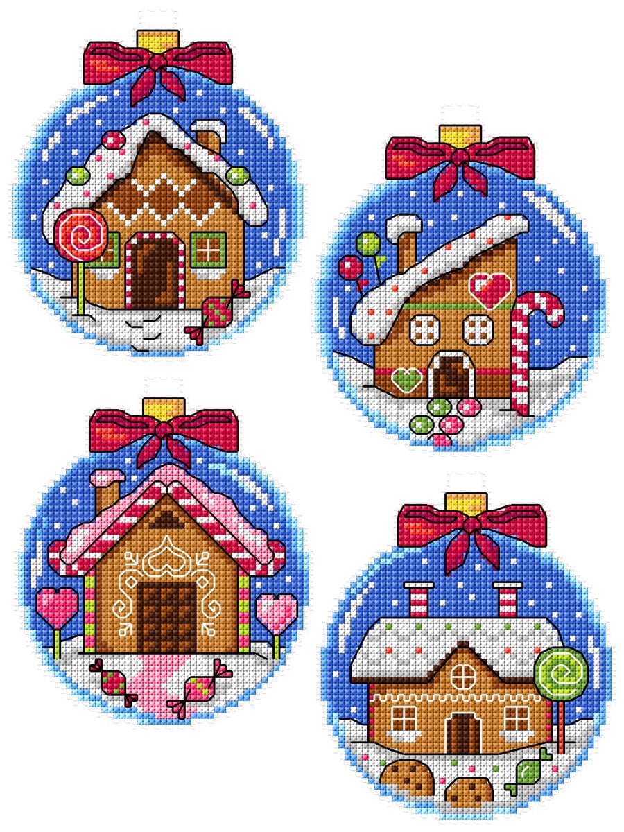 "Gingerbread Houses Baubles dark blue" 169CS Counted Cross-Stitch Kit ...