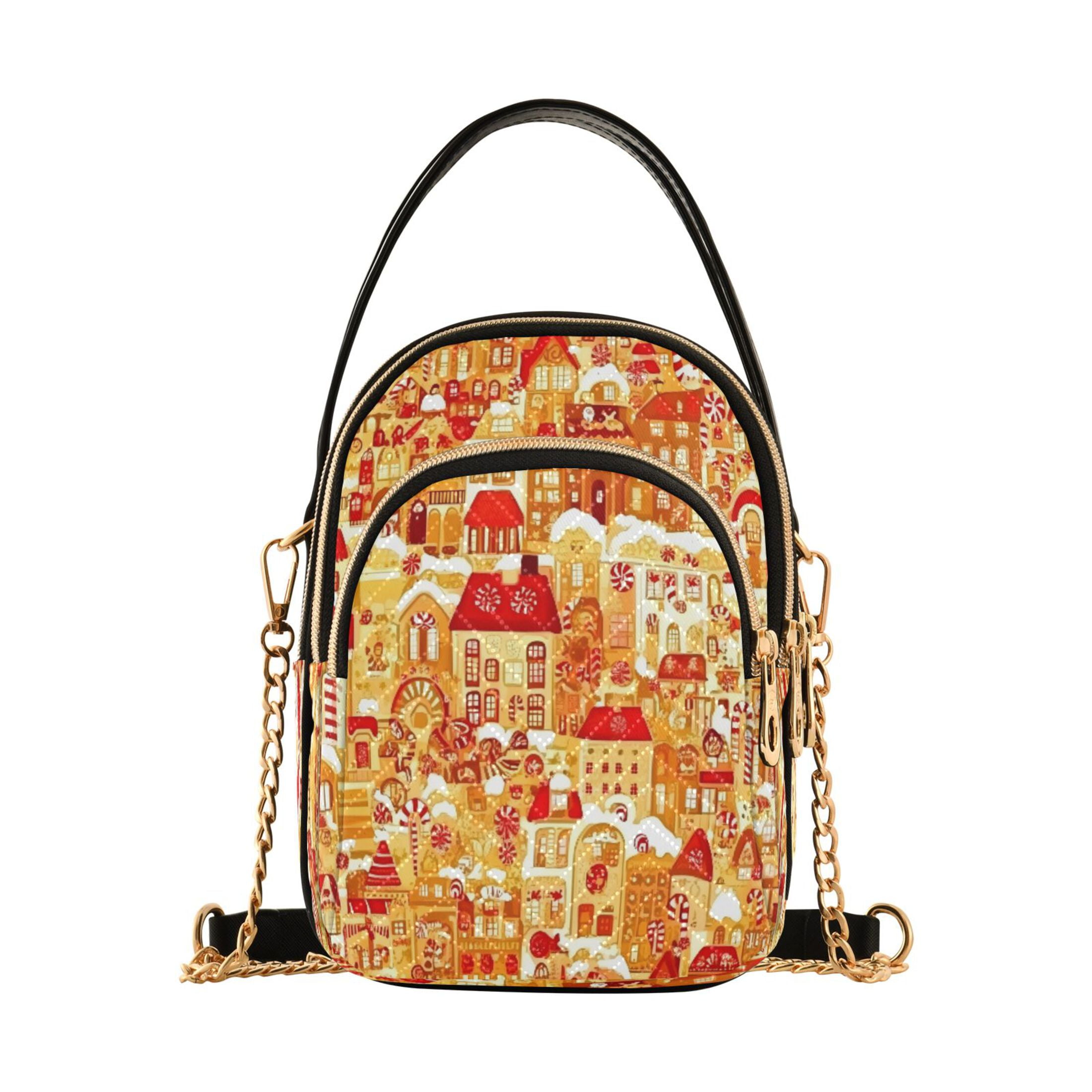 Gingerbread Houses Pattern Women's Crossbody Handbags Leather Crossbody ...