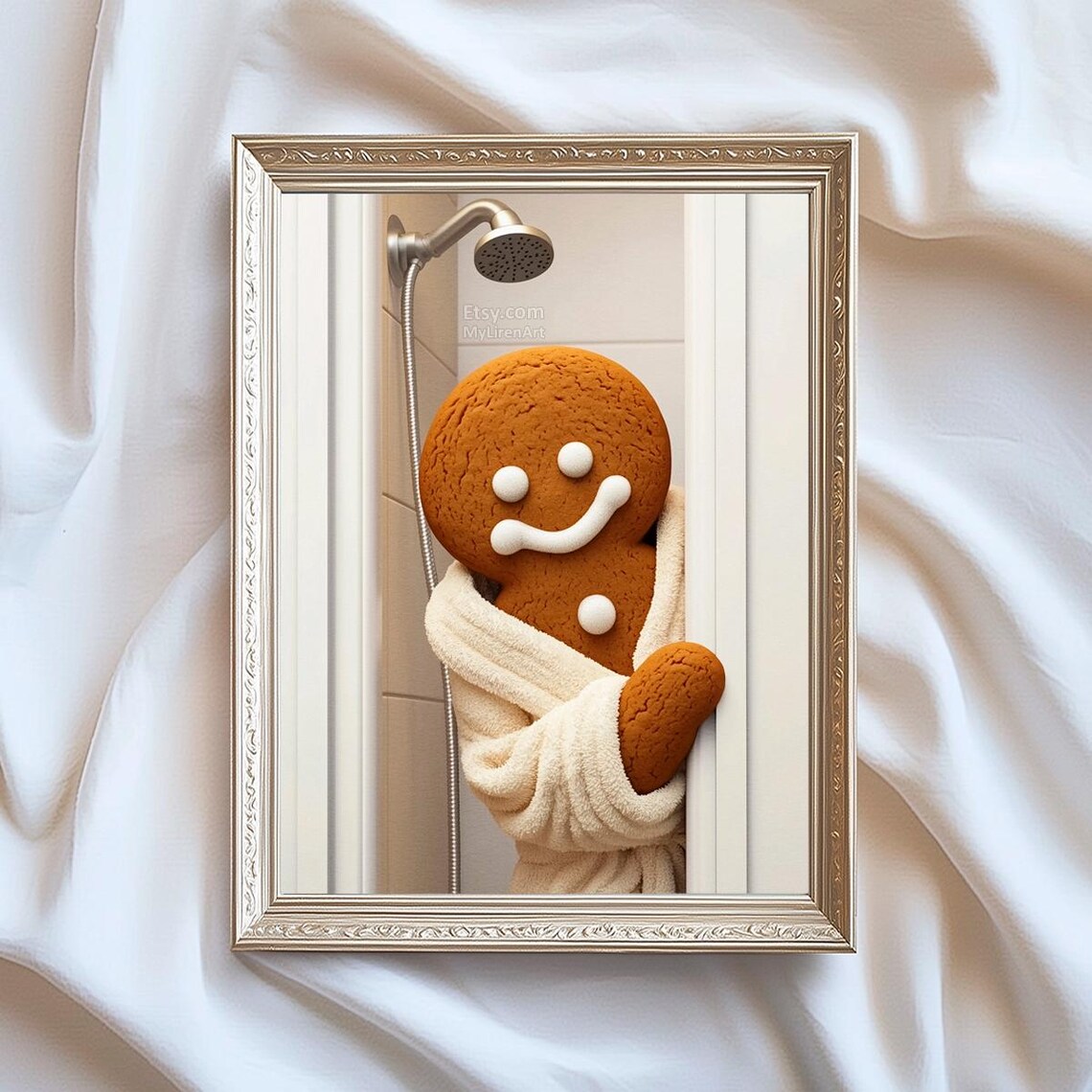 Gingerbread In Bathroom Print, Bathroom Art Gingerbread Wall Art ...