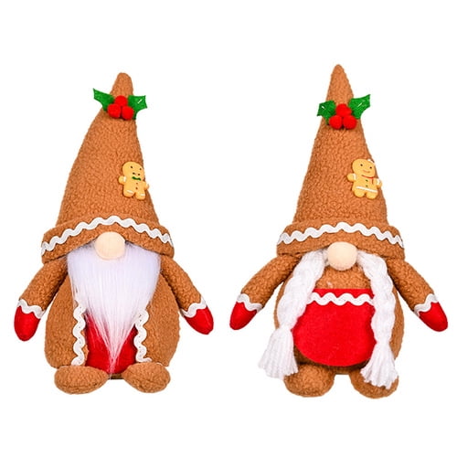 Gingerbread Knitted Hat Gnome Dolls - Faceless Christmas Decoration ...