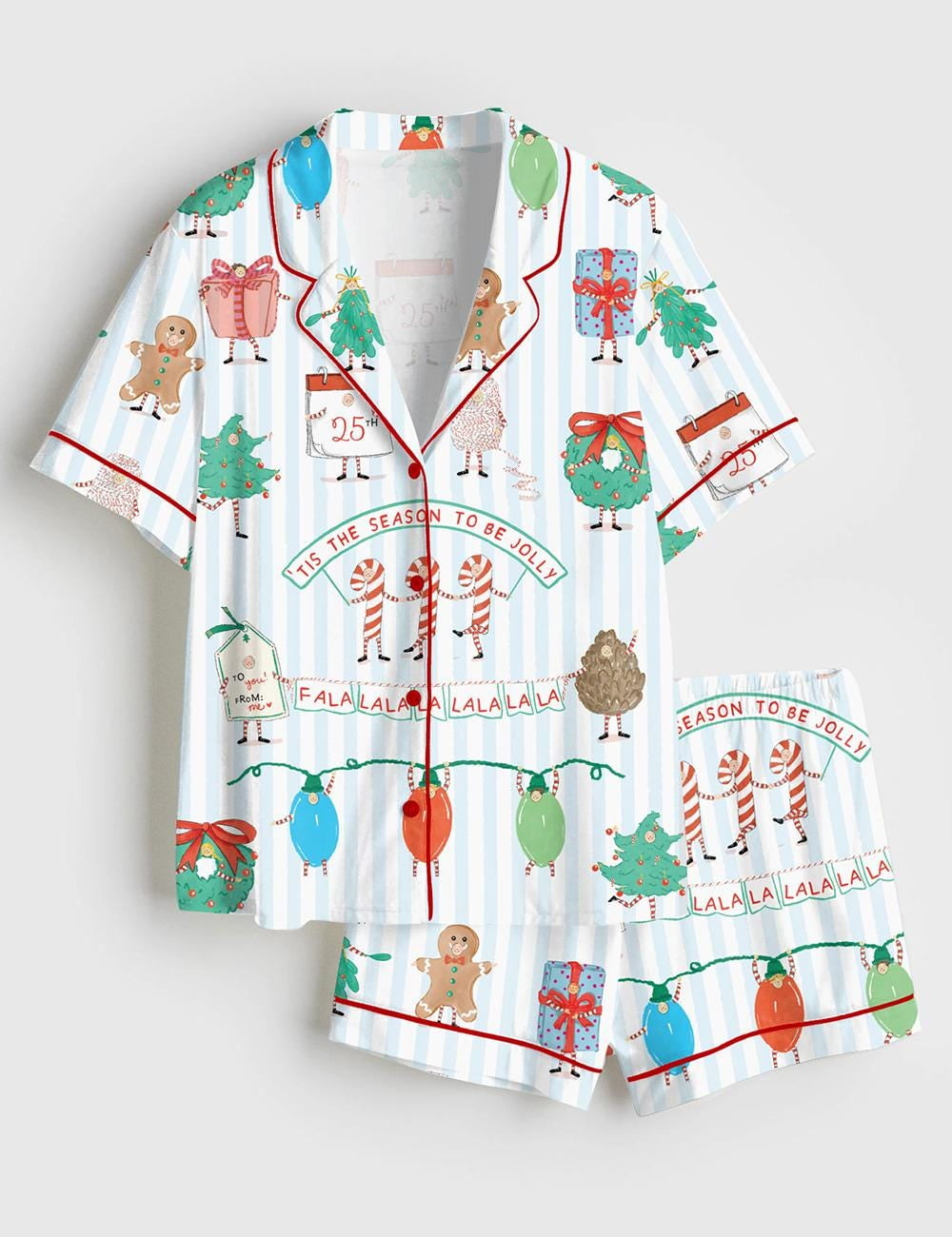 Gingerbread & Lights Pajama Set | Short & Long Pants Holiday Sleepwear ...