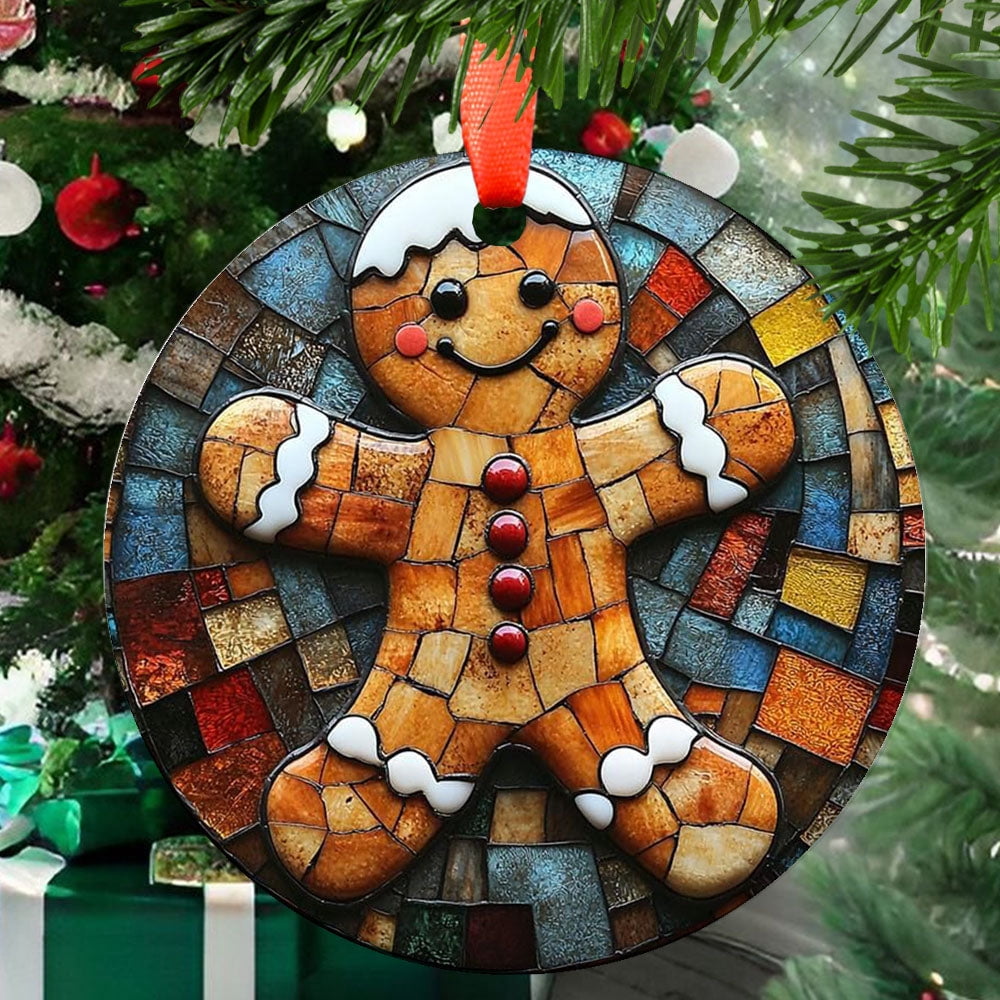 Gingerbread Man 14 Ceramic/Acrylic Christmas Ornament, Sweetheart Love ...