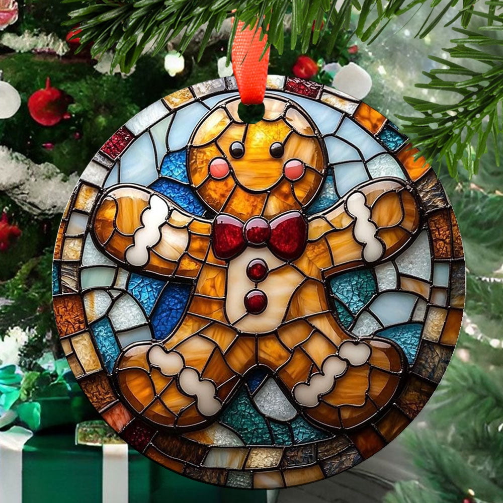 Gingerbread Man 3 Ceramic/Acrylic Christmas Ornament, Sweetheart Love ...