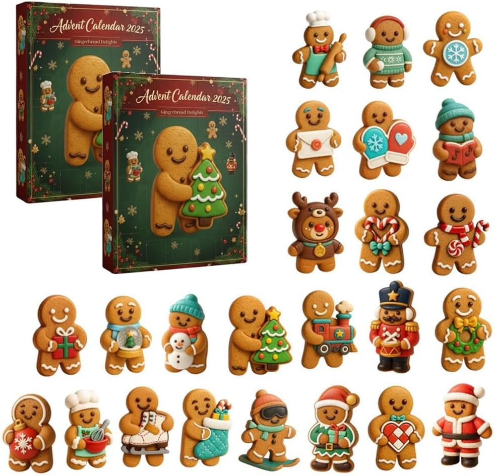 Gingerbread Man Advent Calendar 2025 - 2D Acrylic 24 Days of Mini ...