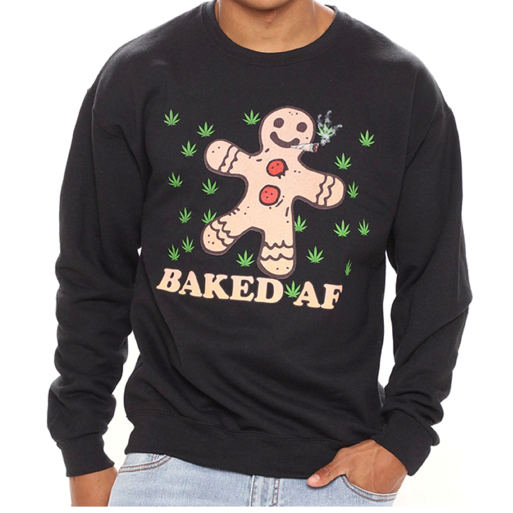 Gingerbread Man Baked Men's Crewneck Sweatshirt (Large) - Walmart.com