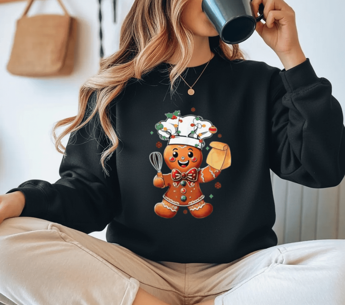 Gingerbread Man Baker & Funny Christmas Chef Sweatshirt, up to Size 5XL ...
