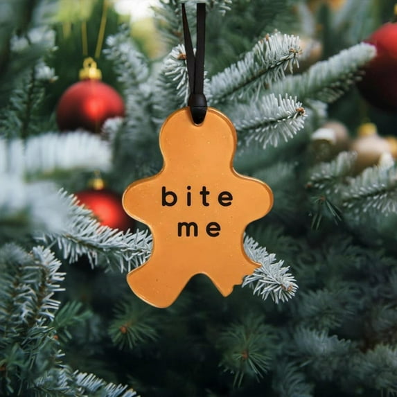 Gingerbread Man “Bite Me” Acrylic Ornament, Cute Holiday Tree ...
