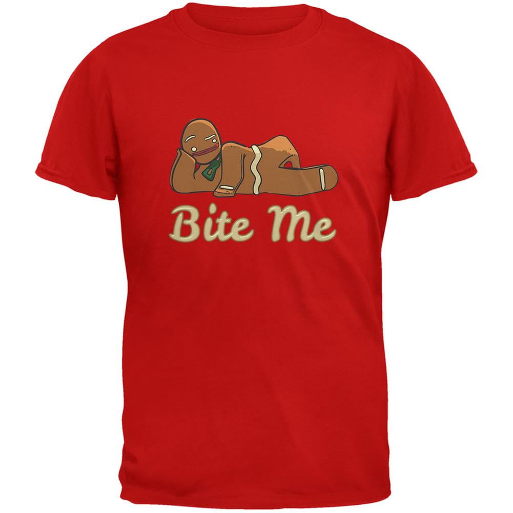 Gingerbread Man Bite Me Red Adult T-Shirt - X-Large - Walmart.com