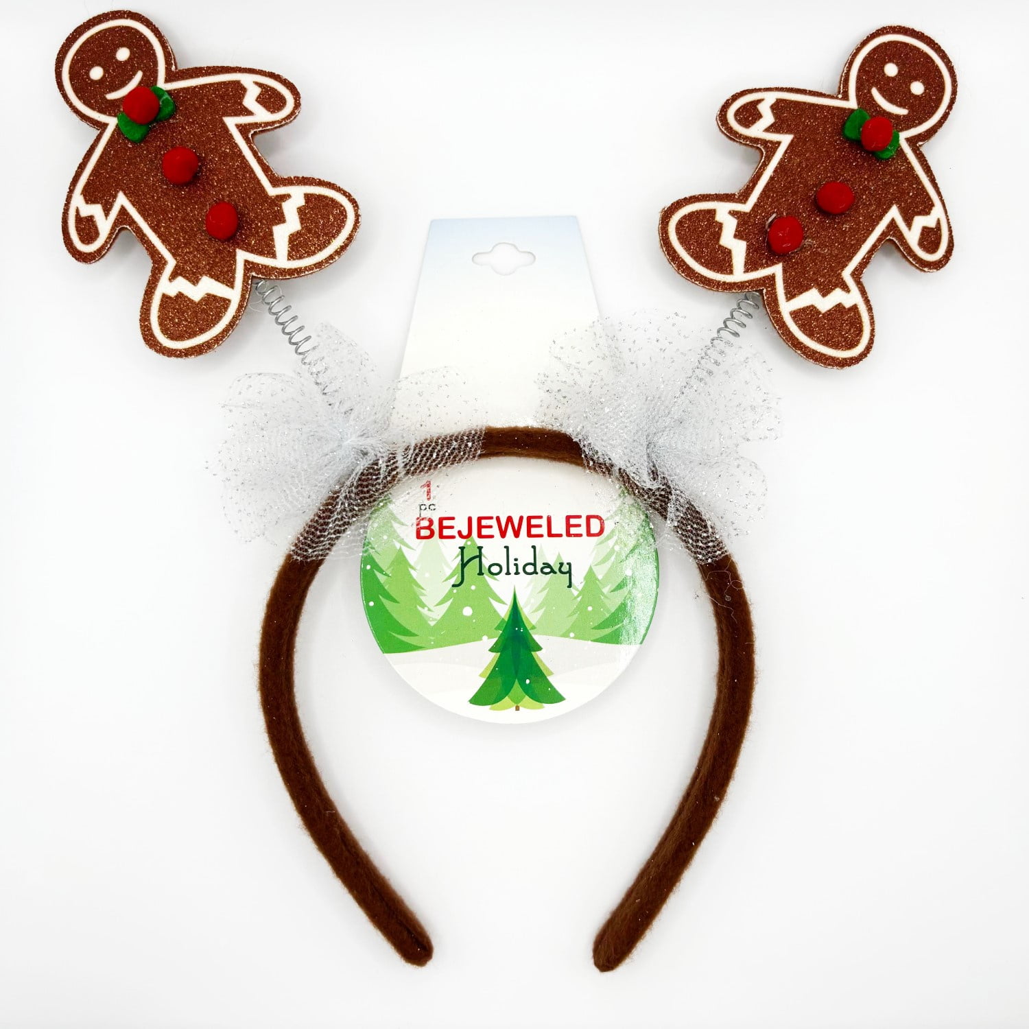 Bejeweled Gingerbread Man Bopper with Tulle Headband - Walmart.com